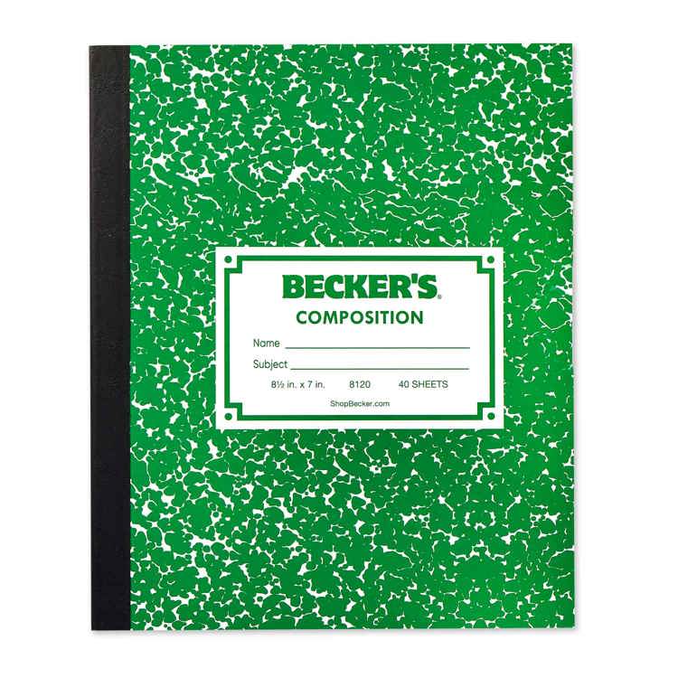 Becker's Small Green Marble Composition Book, Sewn-Dozen