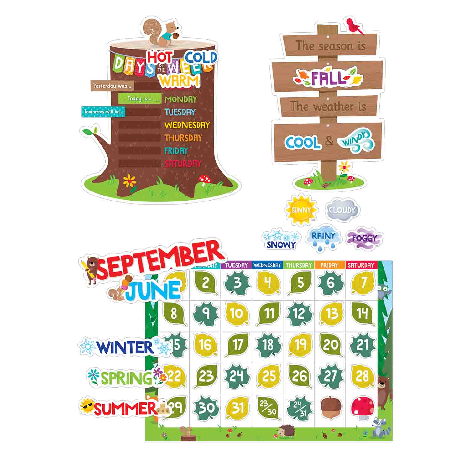 Woodland Friends Calendar Bulletin Board Set | Becker's
