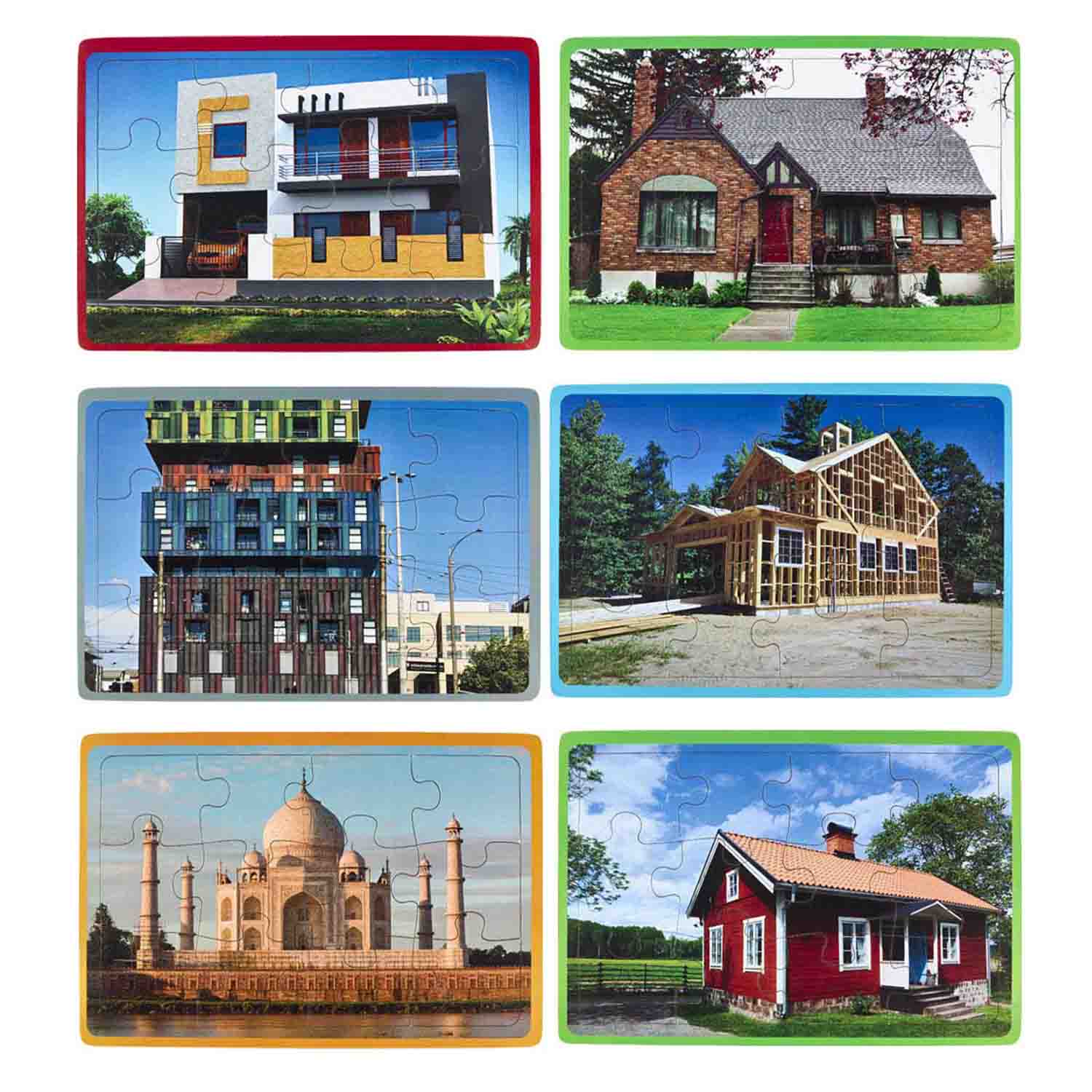 Becker's Building Inspirations 12-Piece Puzzles ,Set of 6| Becker's