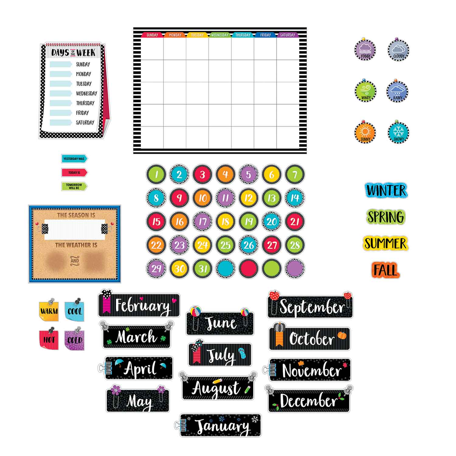 Bold & Bright Calendar Bulletin Board Set | Becker's