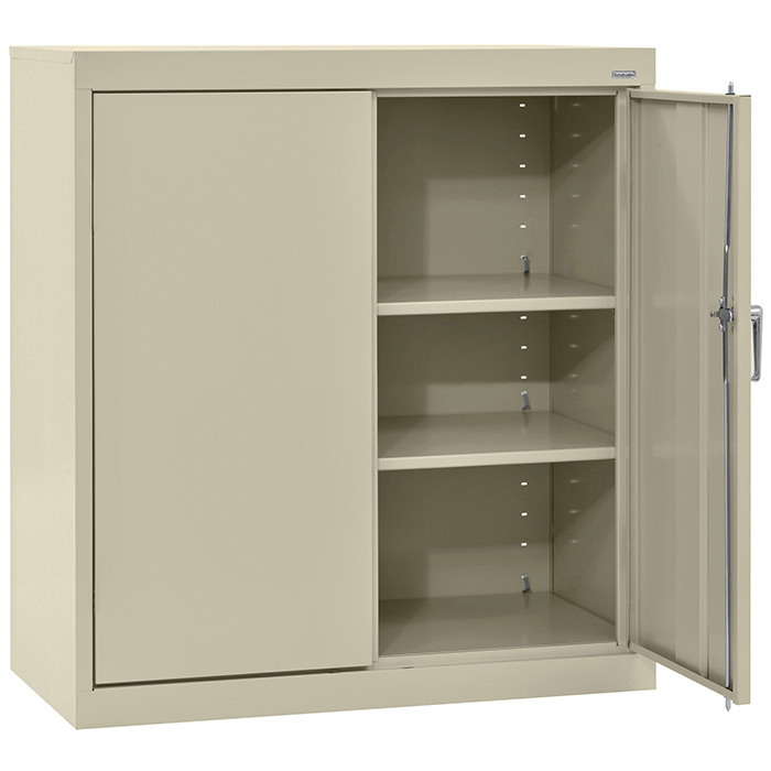 Storage Cabinet with Adjustable Shelves, Putty, 24"D x 36"H, 2 Shelves