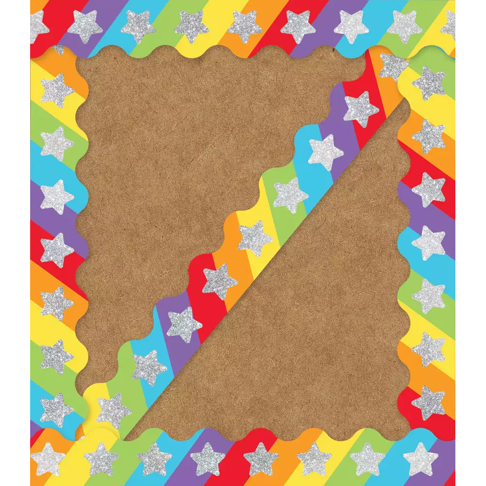 Sparkle & Shine Glitter Stars on Rainbow Scalloped Borders