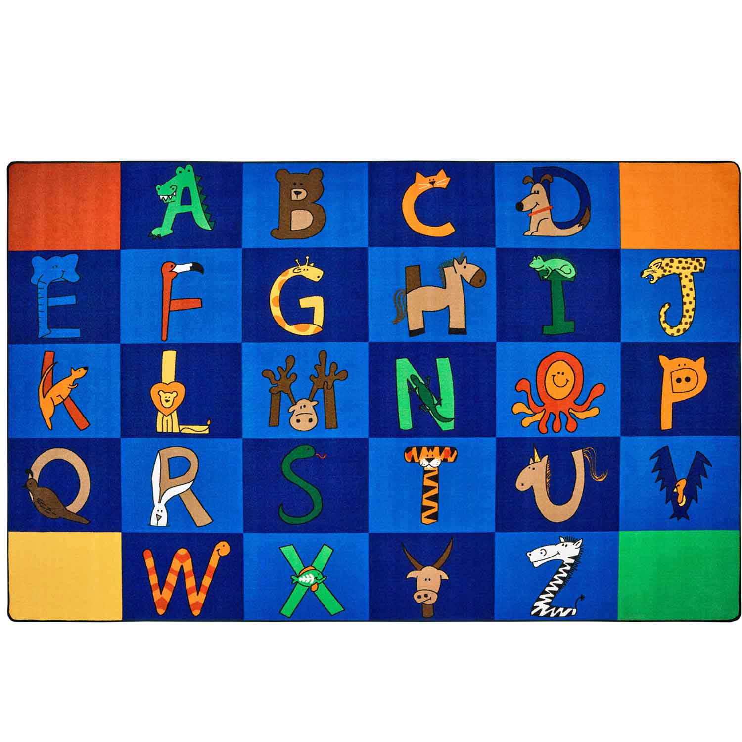 A To Z Animals Classroom Rug, Rectangle 8'4" x 13'4" | Becker's