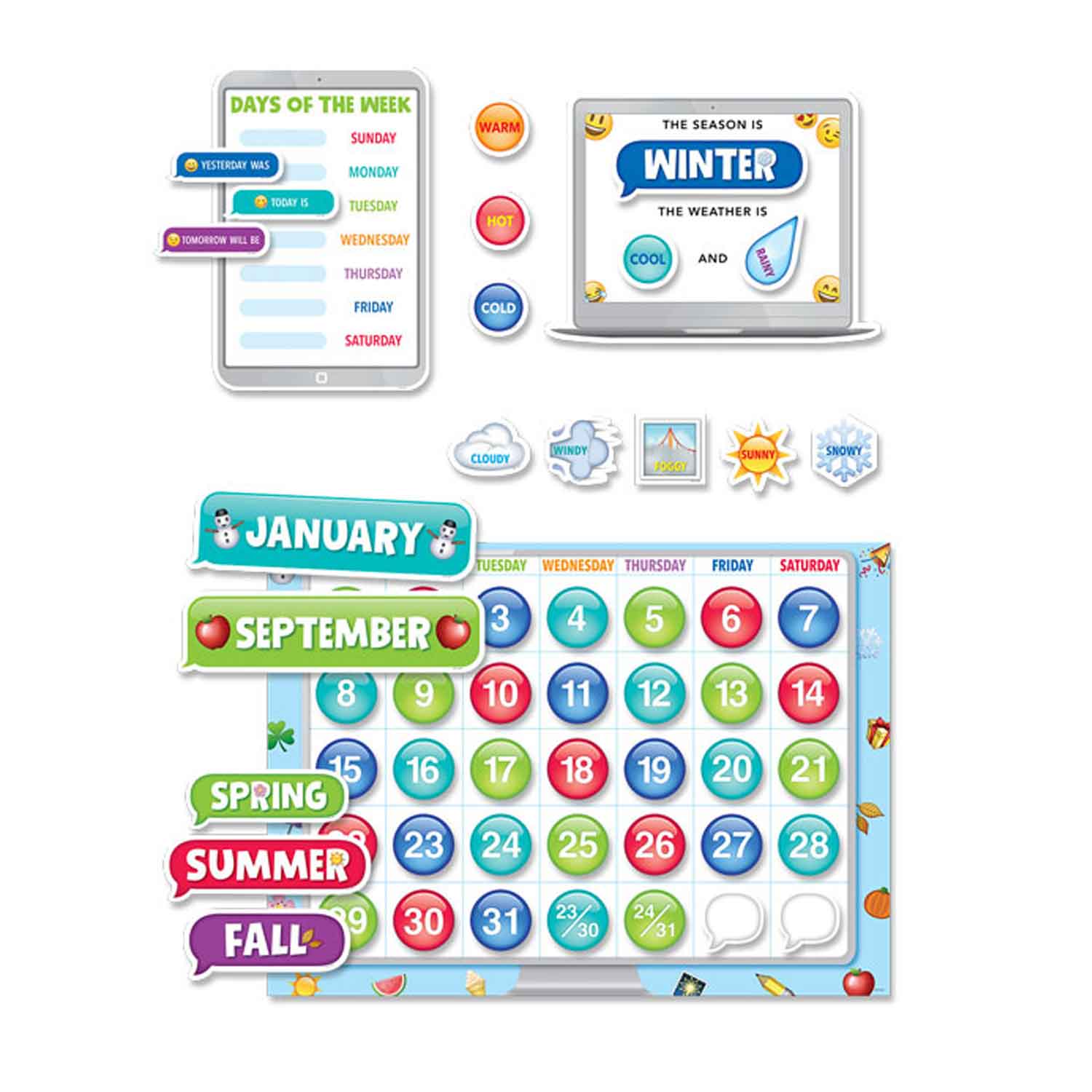 Emoji Fun Calendar Set Bulletin Board Set | Becker's
