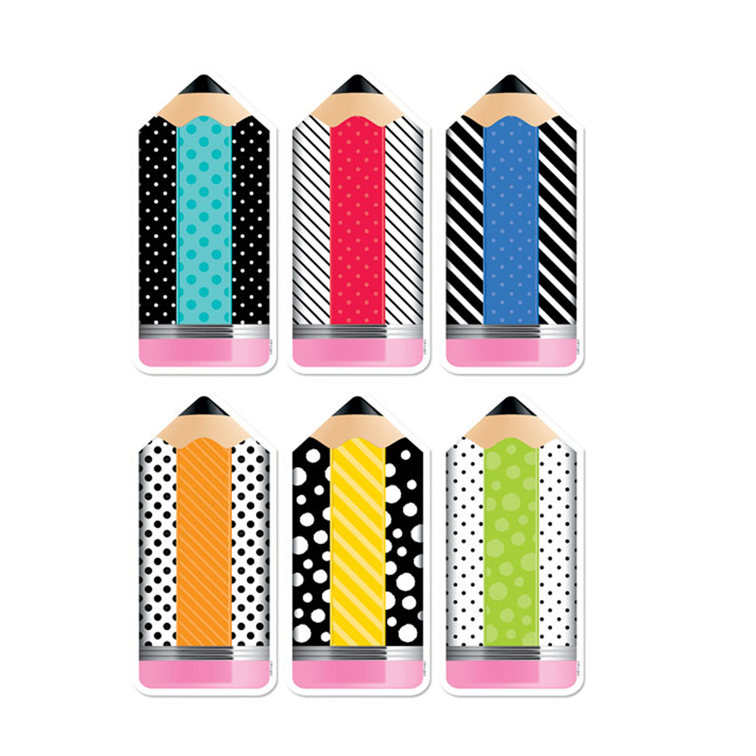 Bold & Bright 6" Pencil Cut-Outs | Becker's School Supplies