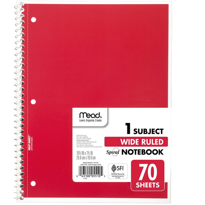 Spiral Notebooks Dozen 3 Subject 120 Sheets | Becker's