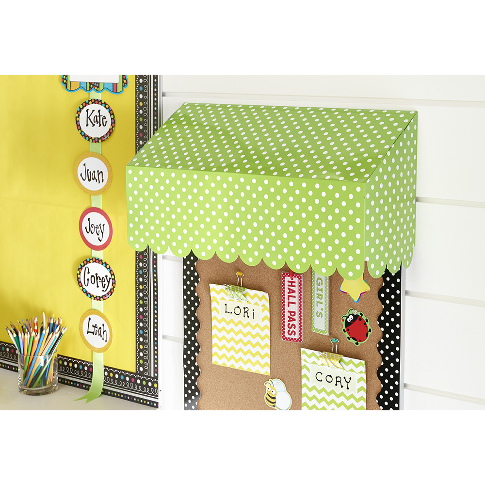 Lime Polka Dots Bulletin Board Awning | Becker's School Supplies