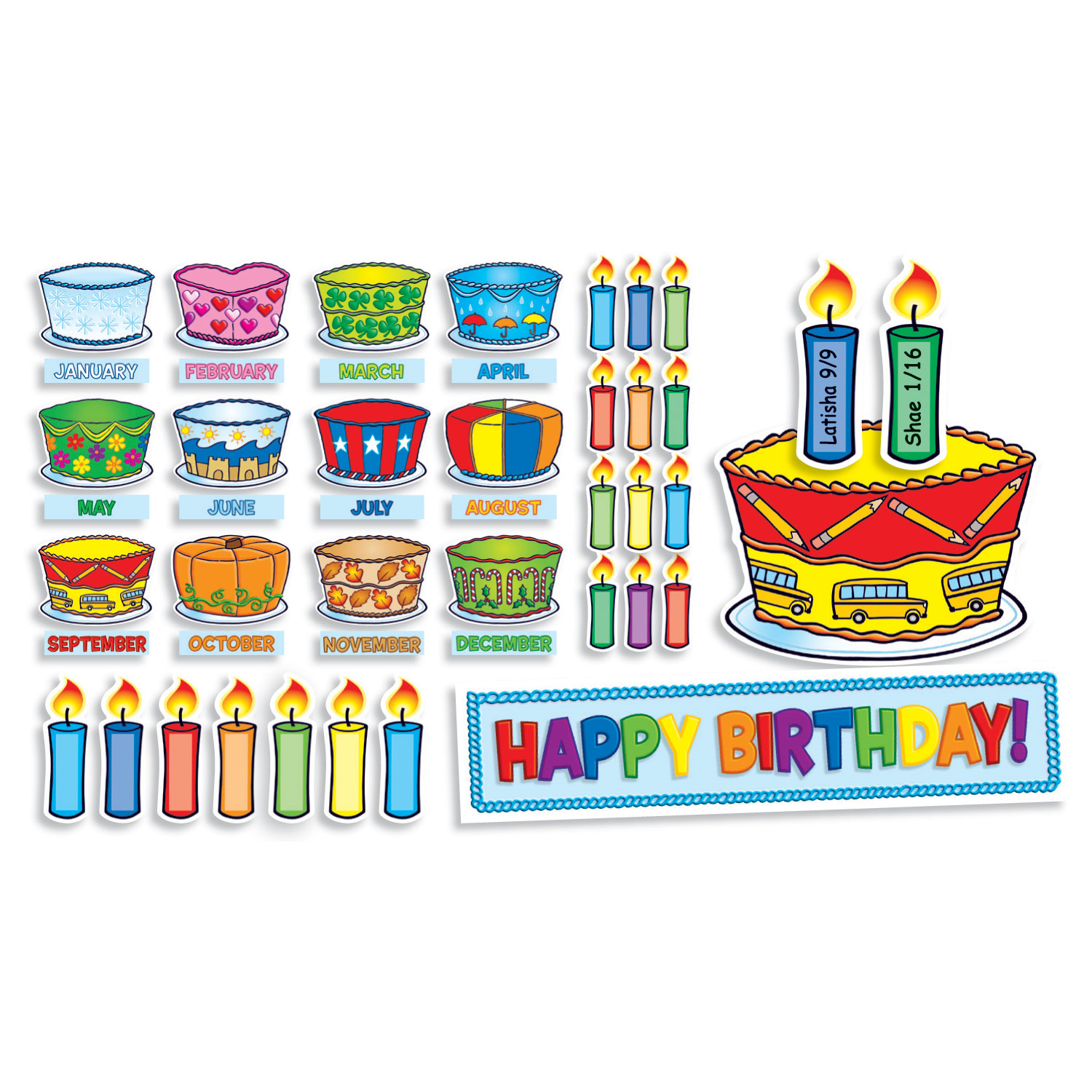 Scholastic Birthday Cakes Mini Bulletin Board | Becker's School Supplies