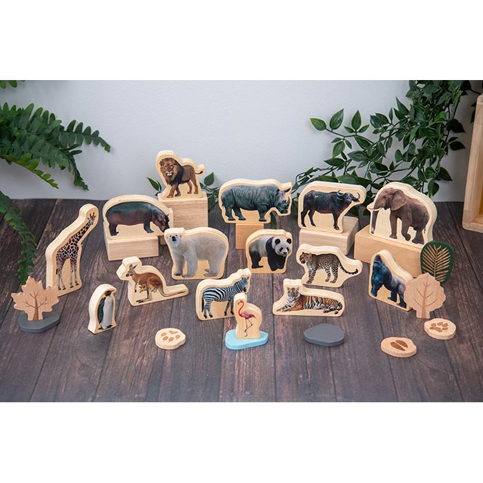 Wooden Photo Wild Animal Blocks | Becker's School Supplies